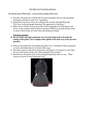 The Black Veil by Charles Dickens - Questions | Teaching Resources