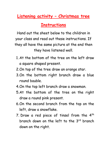 Christmas tree listening activity | Teaching Resources