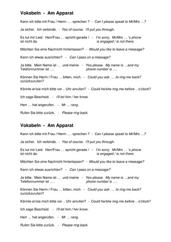 Am Apparat | Teaching Resources