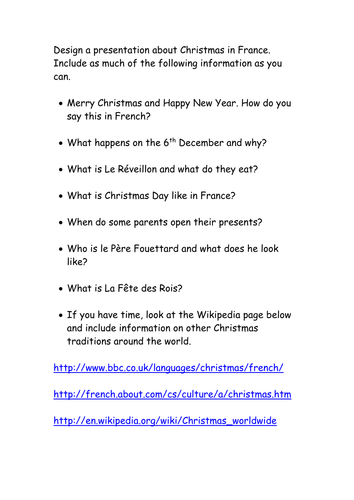 French Christmas Webquest | Teaching Resources