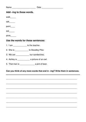 Adding Ing To Words Worksheets Verbs Ending In (Verbs With " Ing"