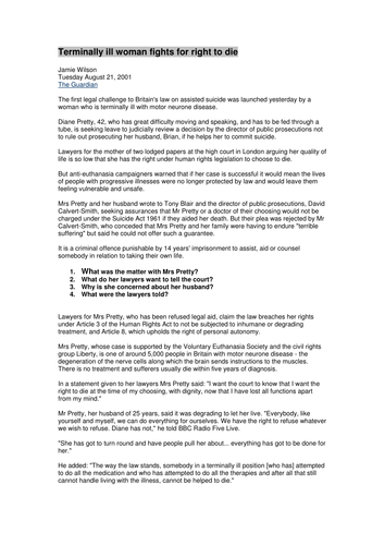 Euthanasia case studies | Teaching Resources