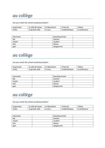 School match up | Teaching Resources