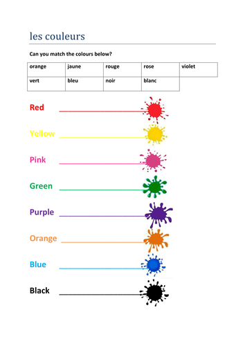 les couleurs match up | Teaching Resources