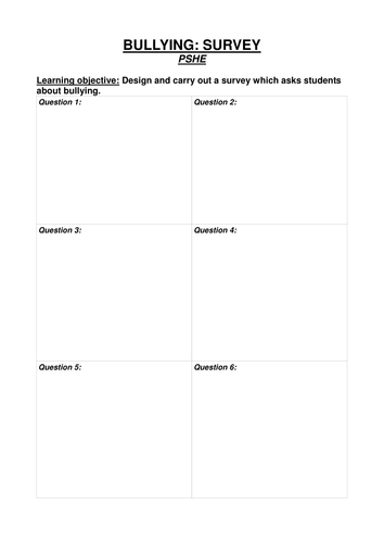 Bullying: students design a survey: PSHE | Teaching Resources