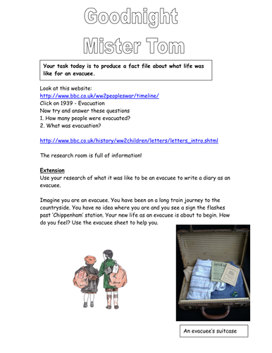 Good Night Mister Tom - activities | Teaching Resources