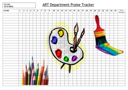 Art department praise tracker | Teaching Resources
