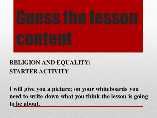 Guess the lesson: equality (starter) | Teaching Resources
