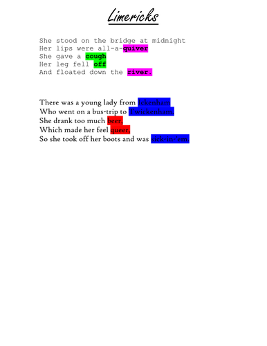 Limericks | Teaching Resources