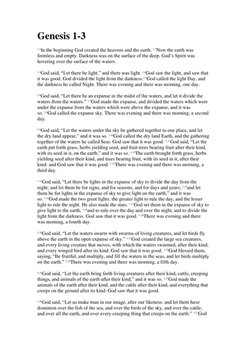 Genesis - creation story - chapters 1-3 | Teaching Resources