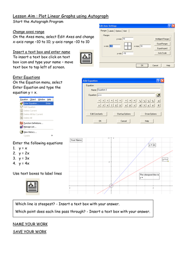 KS3 Worksheet – L5 Plot Linear Graphs Autograph | Teaching Resources