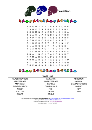 variation wordsearch | Teaching Resources