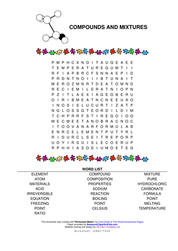 Compounds wordsearch | Teaching Resources