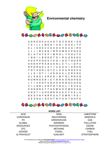 Environmental chemistry wordsearch | Teaching Resources