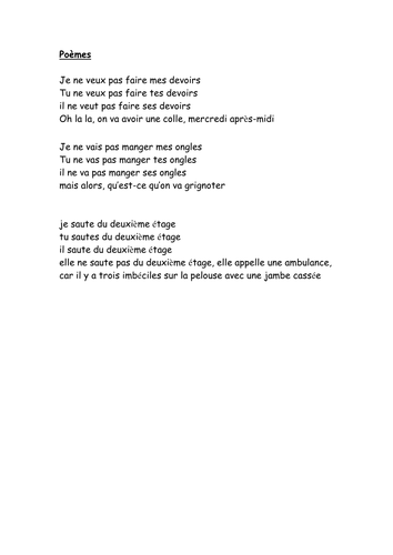 Poems for conjugation | Teaching Resources