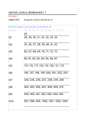 Recognising Numbers Divisible by 10 | Teaching Resources