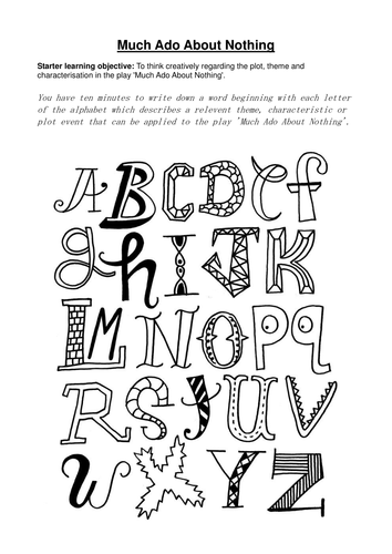 Much Ado About Nothing: Starter Activity: Themes | Teaching Resources