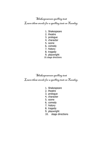 Shakespearian spellings | Teaching Resources