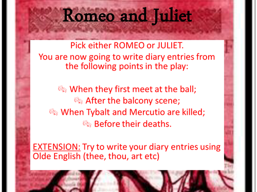 Romeo and Juliet diary entry lesson | Teaching Resources
