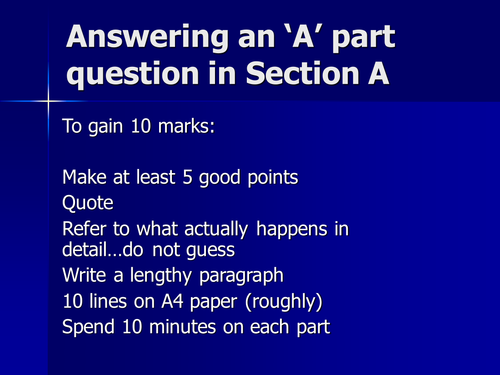 Answering an 'A' part question - Paper 1 WJEC | Teaching Resources