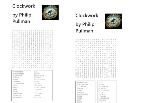 Clockwork - Phillip Pullman - wordsearch | Teaching Resources