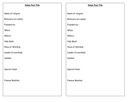 Islam fact file | Teaching Resources
