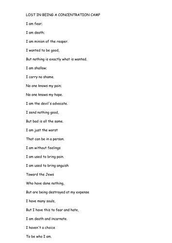 Holocaust poem | Teaching Resources