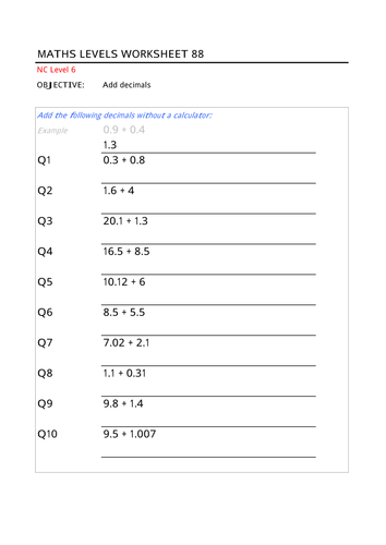 Add decimals | Teaching Resources