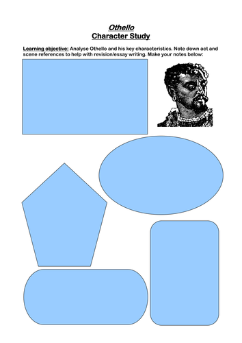 Othello: Character Notes on Othello: Worksheet | Teaching Resources