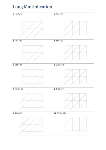Maths worksheet: Gelosia & Chunking | Teaching Resources