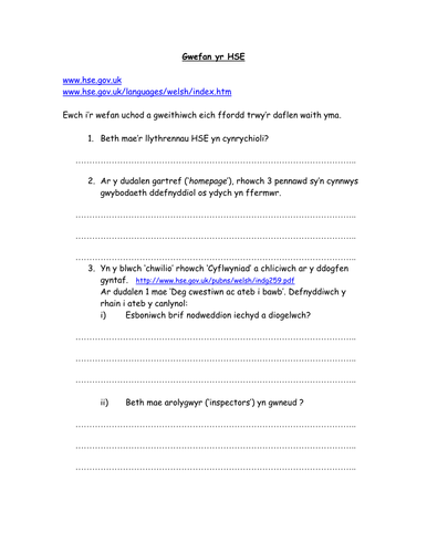 Diogelwch, gwastraff ac offer - Asesiad risg by NGfLCymru - Teaching ...