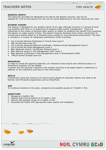 Animal Studies - Fish Health | Teaching Resources