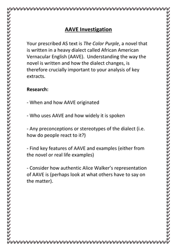 The Color Purple- AAVE | Teaching Resources