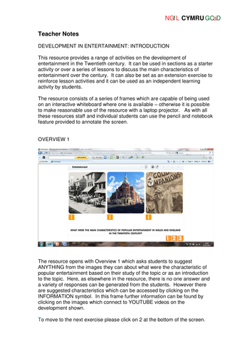 Sports, leisure and tourism - Entertainment Notes | Teaching Resources