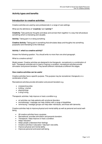 Creative Activities | Teaching Resources