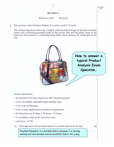Textiles Technology - Product analysis question by NGfLCymru - Teaching ...