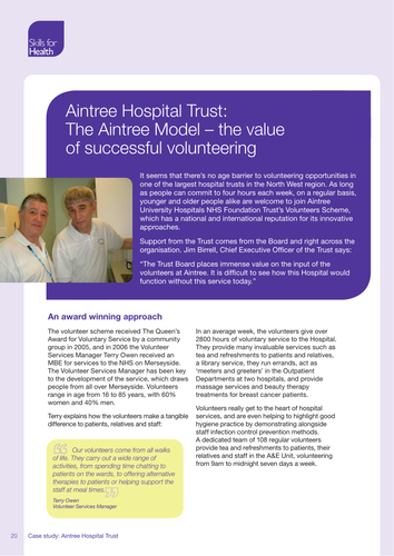 Aintree Hospital Trust Volunteer Case Study | Teaching Resources