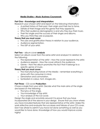 Music Business Coursework - Full Coursework Brief | Teaching Resources