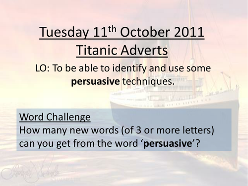 Titanic Literacy Unit Lesson 3 | Teaching Resources