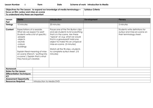 Introduction to Media Studies Lesson 6 | Teaching Resources