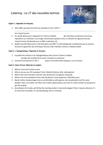 Le JT des nouvelles technologies | Teaching Resources