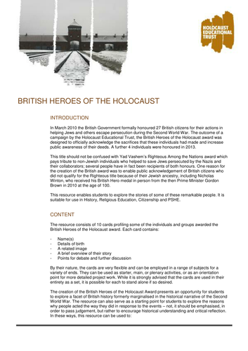 British Heroes of the Holocaust by HolocaustMemorialDayTrust - Teaching ...