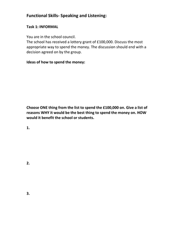 Functional skills- discussion S&L | Teaching Resources