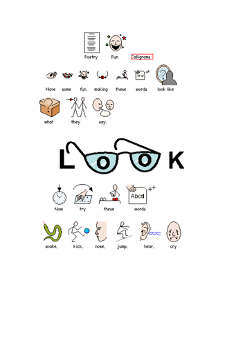 Calligram Worksheets by jsharples123 - Teaching Resources - TES