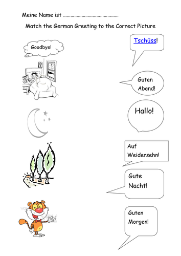 German Greetings Worksheet