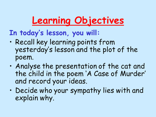 Case Of Murder - 3 lessons exploring the poem 2 | Teaching Resources