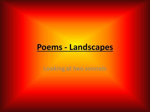 Landscapes in two sonnets - poems and activites | Teaching Resources