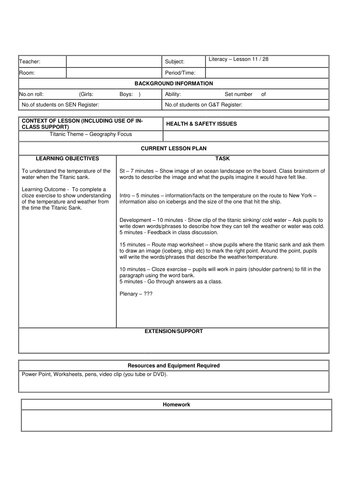 Titanic SOW for Level 2/3 pupils(in KS3) lesson 11 | Teaching Resources