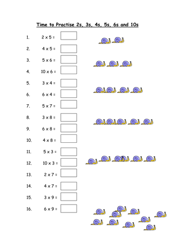 Time to Practise 2s, 3s, 4s, 5s, 6s and 10s | Teaching Resources