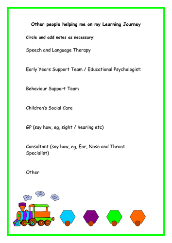 EYFS Learning Journey SEN sheet | Teaching Resources